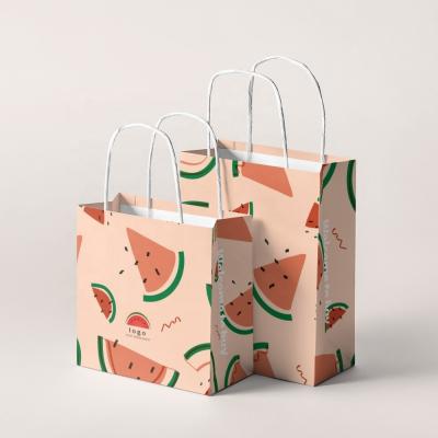 China Creatrust Custom Gift Brand logo Luxury Boutique Shopping White Handle Kraft Paper Bags with Your Own logo for sale