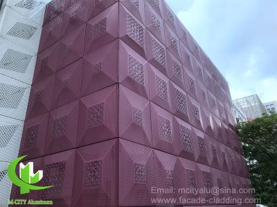 Cina pannelli di alluminio della facciata del rivestimento 3D, sistemi perforati rossi della facciata del metallo in vendita