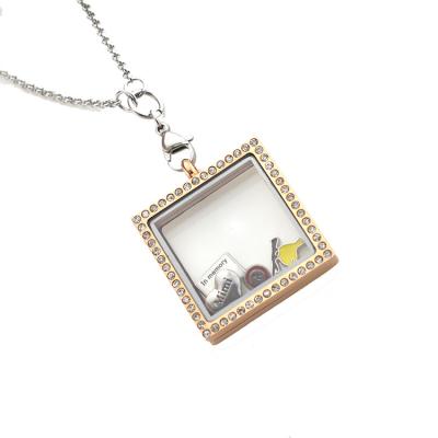 Cina square floating glass Locket pendant ,Alloy Material Type open locket floating locket in vendita