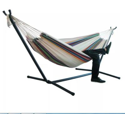 China Outdoor Furniture Rainbow-Color Portable Hammock with Stainless Steel Iron Pipe Stand for sale