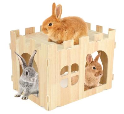 China Best Selling Large Detachable Small Animal Wooden Rabbit House and Hideouts Bunny Castle for sale