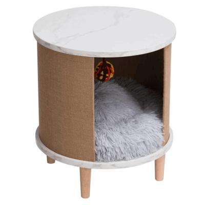 China Modern Cat Furniture Small Wooden Cat House Indoor Nightstand Cat Furniture for sale