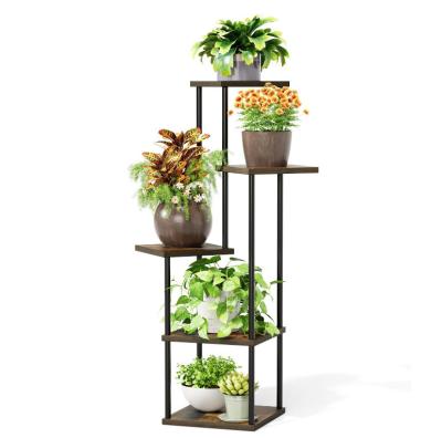 China Hot Selling 5 Tiered Elegant Metal Flower Shelf Corner Plant Stand Perfect Boho Decor Plant Stand Outdoor for sale