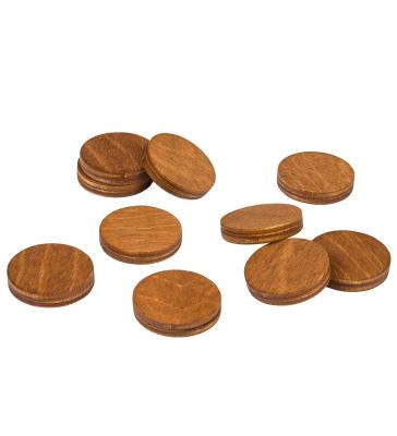 China Hot Selling Rustic Creative 10 Pcs Handmade Round Brown Home Decorative Wooden Magnet for Fridge for sale