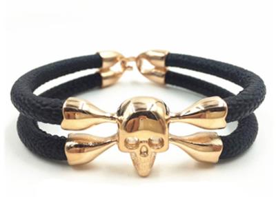 Cina Braccialetto di cuoio di scheletro per i gioielli dei braccialetti del cranio del cuoio di stingray di modo delle donne e degli uomini in vendita