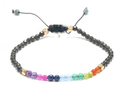 Cina Lo stile della Boemia unisex pietra variopinta 3MM dei sette di Chakra uomini in rilievo fortunati all'ingrosso del braccialetto in vendita
