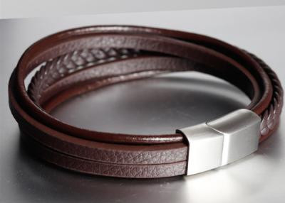 China Armband van de het Leer Magnetische Energie van punk het Roestvrije staal Multi-layer Mensen van de Juwelen Met de hand gemaakte Geweven Retro Manier de Echte Te koop