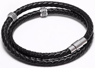 China Populaire In het groot Met de hand gemaakte Goedkope Leerarmband, de Armband van de Zwartenbuis Te koop