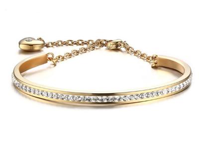 Cina Braccialetto regolabile del braccialetto del cuore appiccicoso del diamante dell'acciaio inossidabile di colori 4MM dei gioielli tre delle donne in vendita