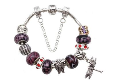 Cina Braccialetti in rilievo di vetro della perla di incanto della lega dei braccialetti dei gioielli del pendente DIY della libellula in vendita
