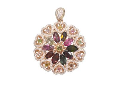Cina Pendente del cuore dell'argento sterlina del fiore 925 della CZ in vendita