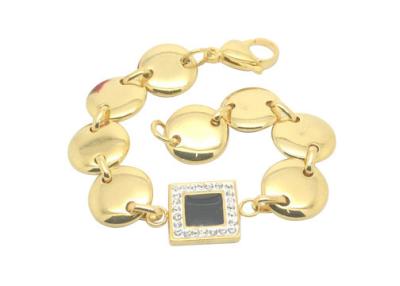 China De vlakke Ronde Armbanden van de het Roestvrije staalarmband van de Charmesverbinding, de Dubbele Cirkel van het Laag Duidelijke Kristal Te koop