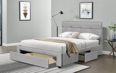 China Het Kader Grey Dark Blue Black Linen van koningssize upholstered bed met trekt Te koop