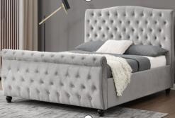 Cina Letto di stoccaggio dell'ascensore di gas dell'ottomano della peluche del velluto su re Contemporary Headboard in vendita