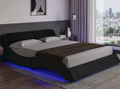 China Moderne van het het Bedkader van Comfortble Stof Beklede de Krommevorm met LEIDEN Hoofdeinde Te koop