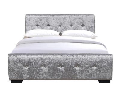 Cina Queen Size Grey Upholstered Bed Frame With Tufted Diamante Buttons On Headboard in vendita