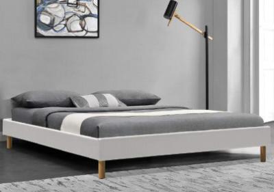 Cina Progettazione concisa graziosa Gray Linen Upholstered Bed Frame leggero senza testata in vendita