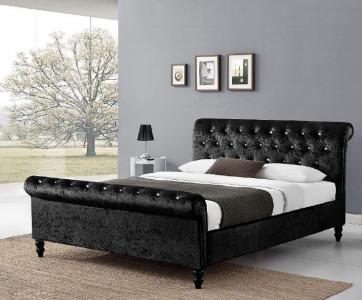 Cina BSCI plywood Chesterfield Sleigh Bed Frame Upholstered Velvet Double King in vendita