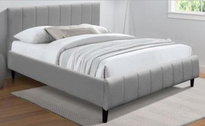 Cina Cornice di letto imbottita in grigio con tessuto in vendita