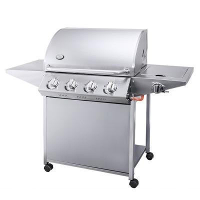 China Fácil de limpar 4 1 queimadores de aço inoxidável Trolley pátio máquina de churrasco ao ar livre Grill a gás à venda