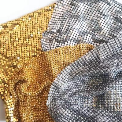 Chainmail Mesh Metallic Mesh Fabric , Polished Metallic Woven Fabric