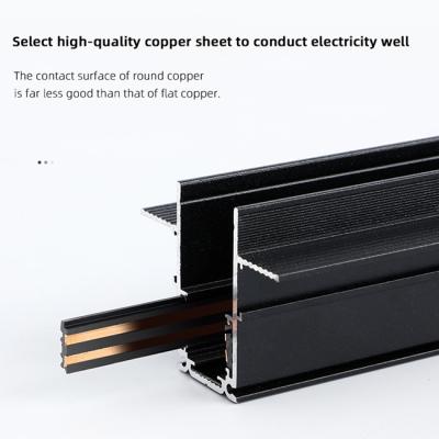 Cina Black Aluminum Embedded Magnetic Rail Track Spotlight 48V 20MM 1M 1.5M 2M in vendita
