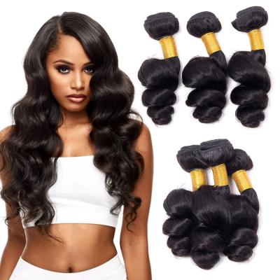 China LOOSE WAVE Cheap Natural  Remy Indian Human Hair Vendor Weave Bundles and wefts for sale