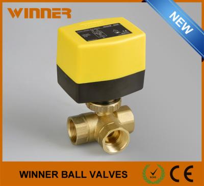 中国 DC3Vの電気作動させた球弁、IP55は3つの方法によってモーターを備えられる弁を防水します 販売のため