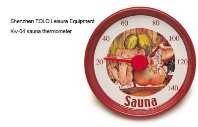 Cina Diametro rotondo di rosso 13cm del termometro del metallo del fumetto per la stanza di sauna in vendita