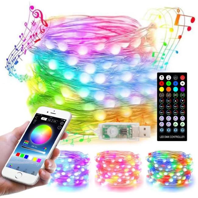 Christmas Tree Decor LED String Lights Smart Bluetooth APP Control Halloween