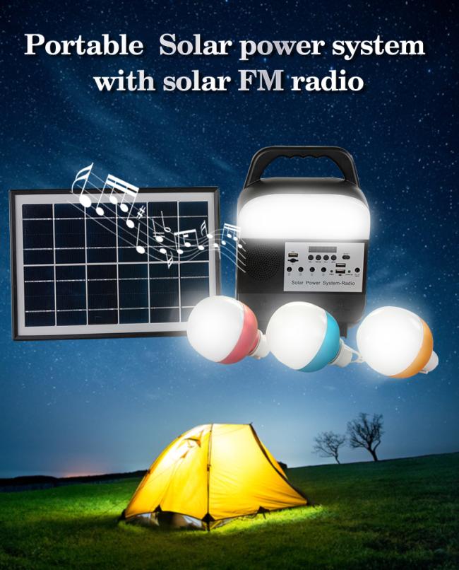 2021 New Solar Home Lighting System, Suitable for Africa, Nigeria, Kenya, 3 External Lights and USB Output