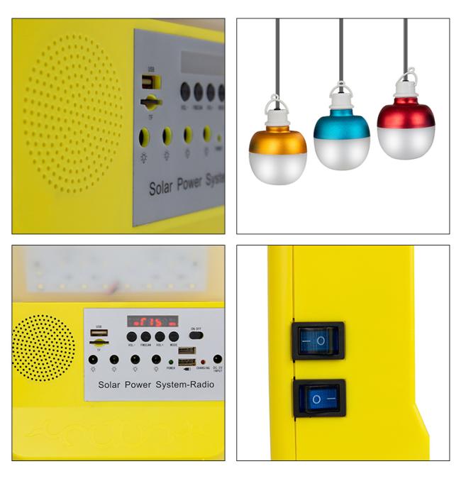 2021 New Solar Home Lighting System, Suitable for Africa, Nigeria, Kenya, 3 External Lights and USB Output