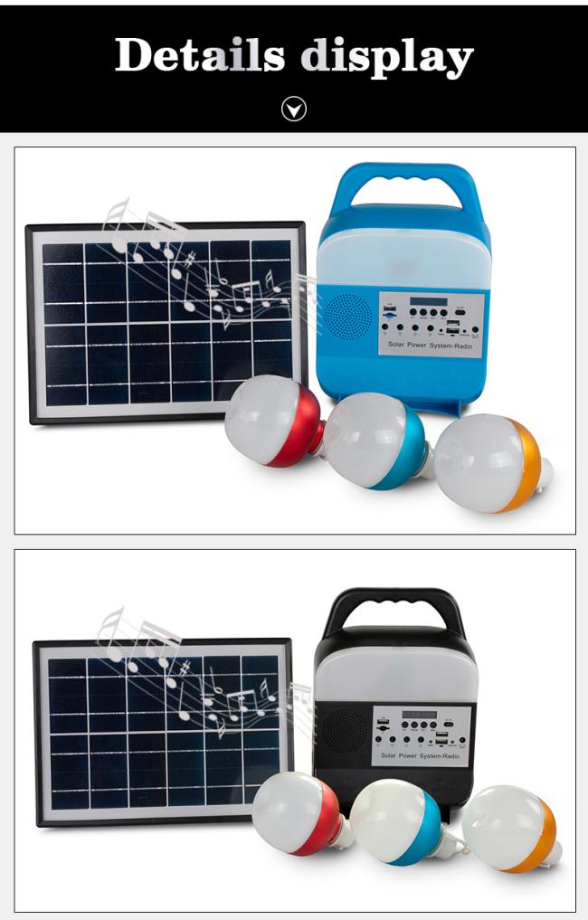 2021 New Solar Home Lighting System, Suitable for Africa, Nigeria, Kenya, 3 External Lights and USB Output