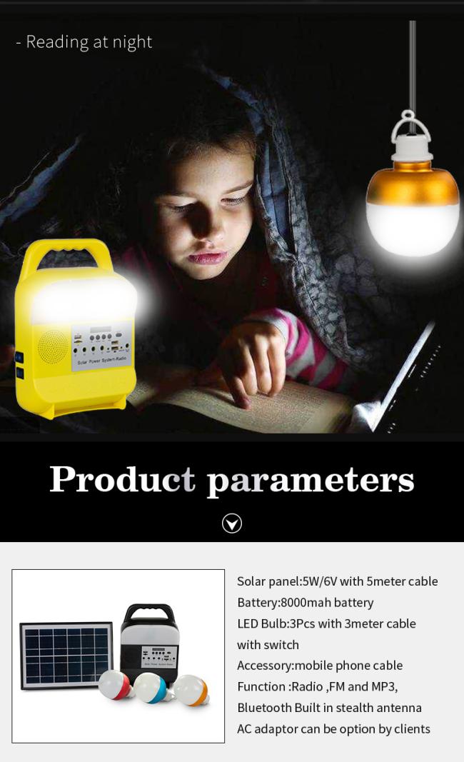 Portable Solar Small System Can Be Rechargeable LED Bulb Outdoor Emergency Backup Power Supply