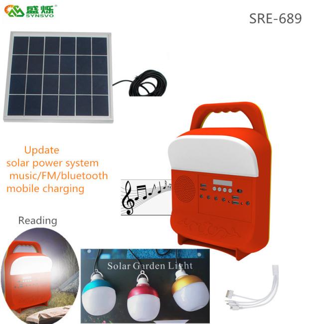 2021 New 5W Solar Generator System FM Radio USB TF Slot Solar Panel Light LED 3 Bulbs Outdoor Sre-685