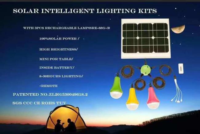 Solar Power Energy System 475lum Solar Rechargeable Lamp with 6 Holes Hub