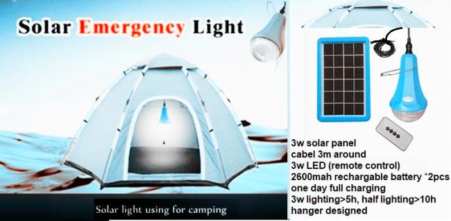 Solar Power Energy System 475lum Solar Rechargeable Lamp with 6 Holes Hub