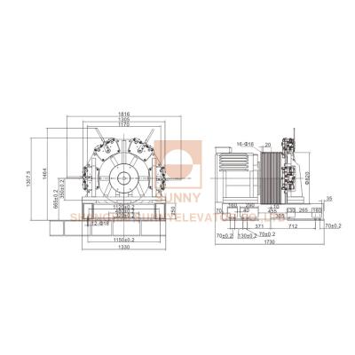 China 1250 - 2000kg Gearless Traction Machine Motor Ac380v For High Speed Elevator for sale