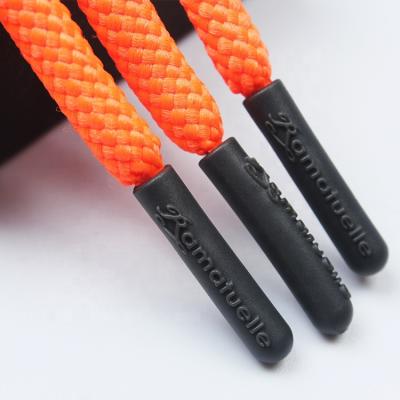 Cina Custom Embossed Brand Logo Fluorescent Orange Braided Draw Strings for Shorts in vendita