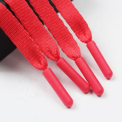 Cina Custom Blank Logo Woven Polyester Hoodie Drawstrings with Round Silicone End in vendita