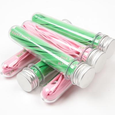 China Flat Shoelaces Wholesale Custom Silicone Logo Cordones Shoe Lace Charms With Plastic Tube Packaging en venta