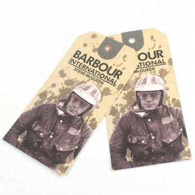Cina Hangtags Maker Custom Double Side Silk Screen Printed Brand Logo Vintage Paper Hang Tags for Jeans in vendita