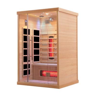 Cina 1750W Red Cedar 2 Person LED Light Infrared Sauna With Wood Color in vendita