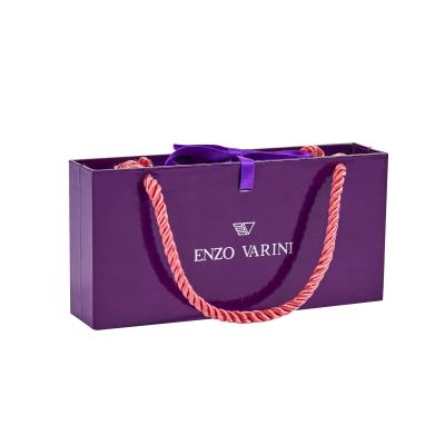 Chine Élégante boîte cadeau à stylo violet avec poignée, ruban fermé, emballage de luxe à vendre