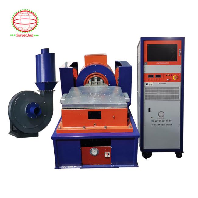 Vibration test machine in operation with automotive parts