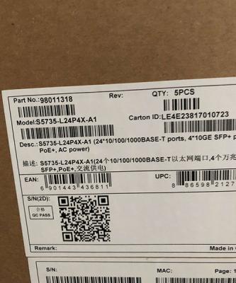 China S5735-L24P4S-A1 Network Switch with 10/100/1000Mbps Transmission Rate and VLAN Support for sale