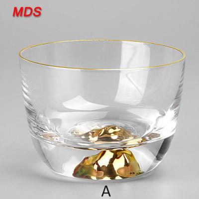China Kung fu tea sets 100ml Japan fuji mountain glass cup with gold edge for sale