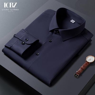 China Logotipo de bordados personalizados LCBZ Sem Ferro Negócios Homens Botão para baixo Manga Longa Algodão Camisas Casual Branca à venda