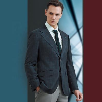 Cina 2022 Custom Design Textured Mens Business Suit Blazer Jacket con Navy per l'autunno in vendita
