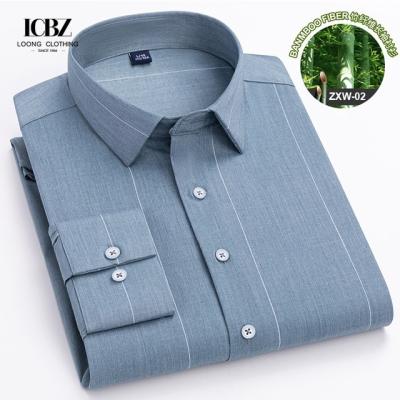China Camisas confortáveis de ferro LCBZ Camisas casuais de manga longa de fibra de bambu para homens à venda